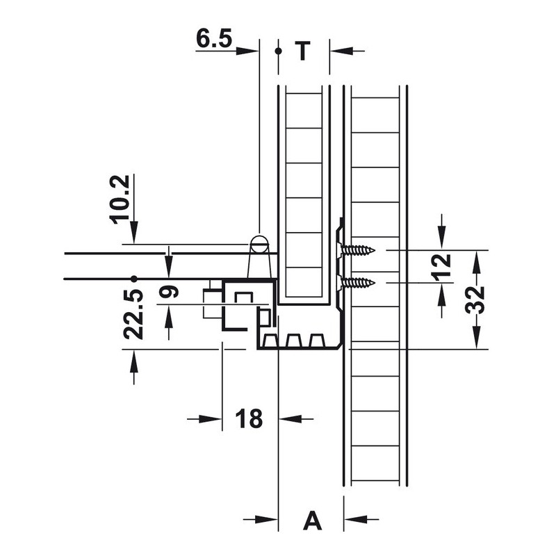 Häfele Matrix Runner UM A - 25 kg - push to open - koblingsmontering