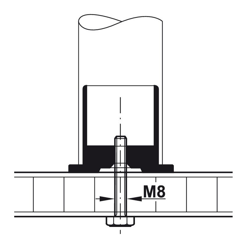 Gelenderholder - endestykke - skjult montering - stålfarge