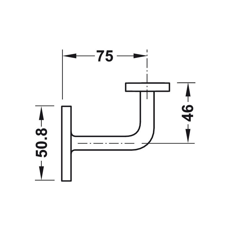 Gelenderholder - kantet - skjult montering - kromfarget